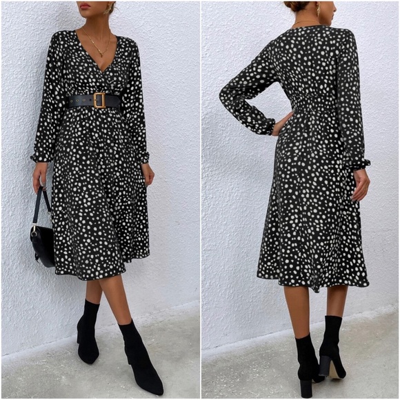 BellanBlue | Dresses | Boho Leopard Print Dot Midi Dress | Poshmark